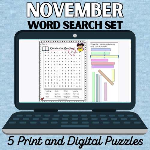 November Word Search Set: Print and Digital for Google Slides™ | TpT