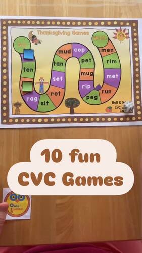 10 Thanksgiving Roll & Read CVC CCVCC Words - Reading Games PreK ...