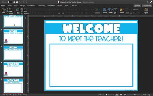 Meet the Teacher Open House Back to School Night Editable Slides
