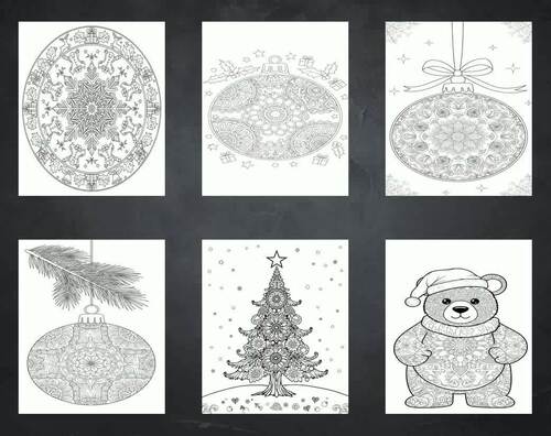 Christmas Mandala Coloring Pages | Holiday Mindfulness Art Activity
