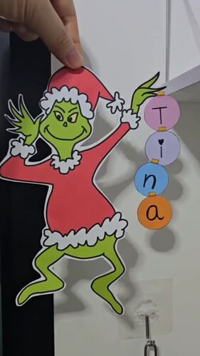 Grinch Ornament Name Craft:Christmas Coloring Cut and Paste Activity ...