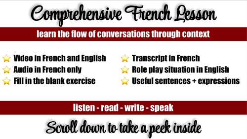 French Conversation Lesson La Randonnée Reading, Writing, Listening ...