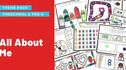 All About Me Literacy & Math Centers for Preschool, Pre-K, & Kindergarten