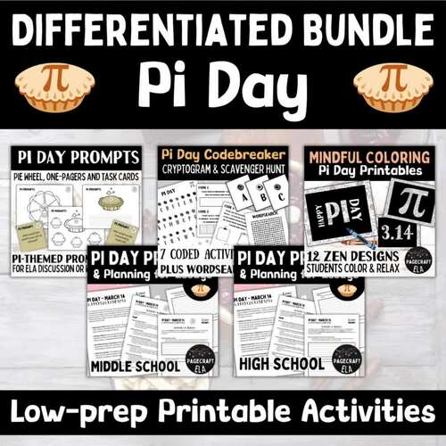 Pi Day ELA BUNDLE including Codebreaker Activity, Writing and ...