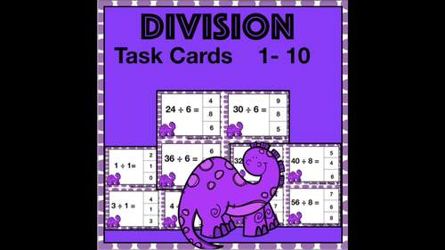 Division Task Cards 1-10 by Second Grade Poppy | TPT