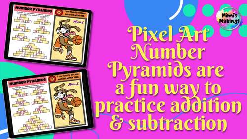 Addition & Subtraction Number Pyramids Pixel Art - Add to 100 & Add to 1000