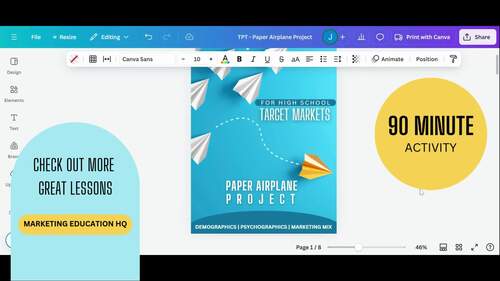 Paper Airplane Project - Target Marketing and Marketing Mix 4Ps | TPT