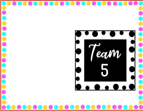 Printable Polka Dots black and white Table, Team and group Numbers ...