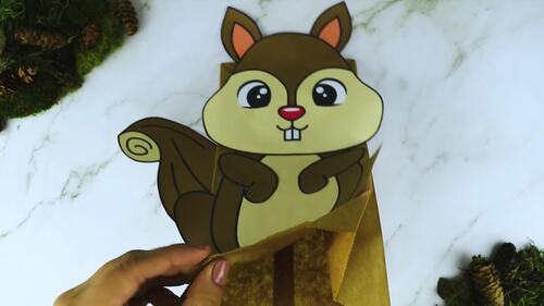 Squirrel Paper Bag Puppet Craft | Woodland Animal Printable for PreK ...