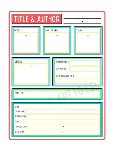 Elements of Fiction - Short Story Graphic Organizer - Digital Notebook