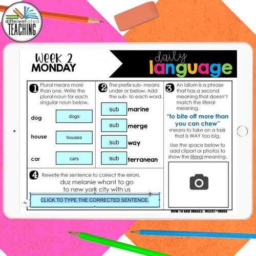 4th Grade ELA Spiral Review: Daily Language Warm Ups Grammar Review ...