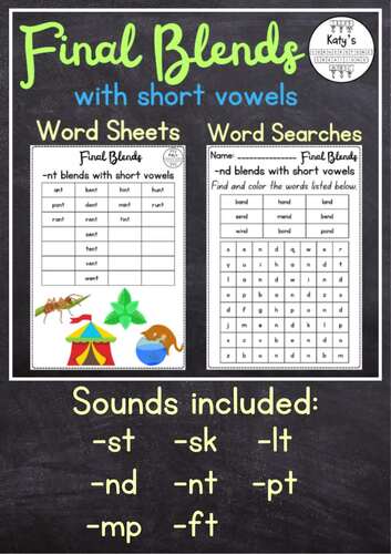 Phonic activity Final consonant blends Short vowels Science of Reading ...