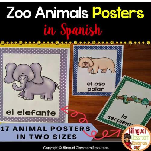 Zoo Animals in Spanish | Los animales del zoológico Poster Set | Carteles