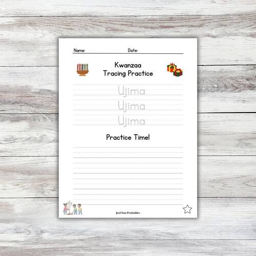 Kwanzaa Tracing Worksheets | Handwriting Practice + Coloring Page