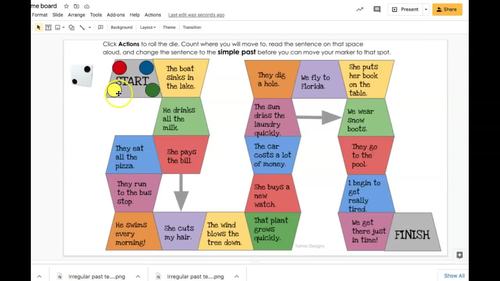 Irregular past tense verbs online board game by TamiaDesigns | TPT