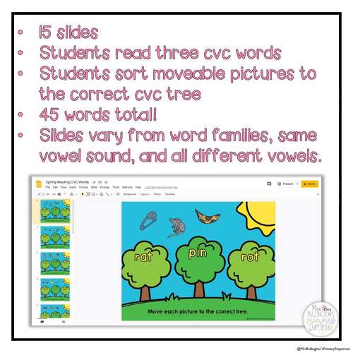 Digital Spring CVC Word to Picture Matching by The Primary Emporium