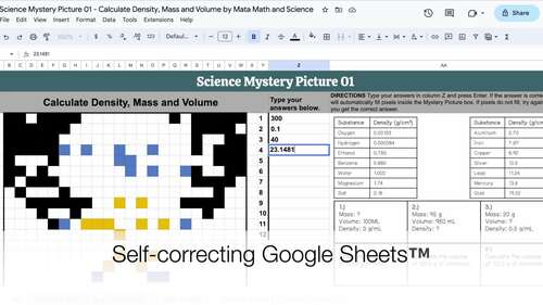 Calculate Density, Mass and Volume: Science Mystery Picture | TPT