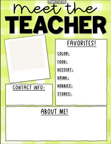 Pastel Gingham Meet the Teacher | Meet the Student Teacher by Pre-K ...
