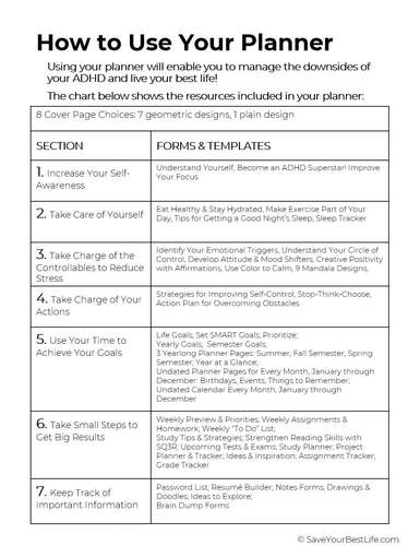 Daily Student Planner for ADHD High School & Middle School Students