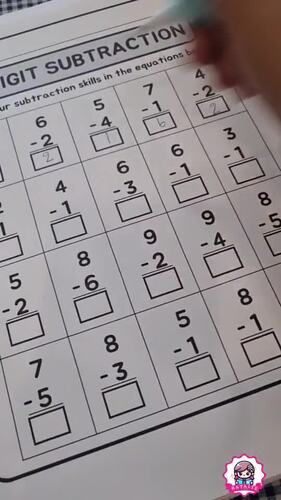 Mastering Math: Fun & Engaging Single Digit Subtraction Practice V.1 ...