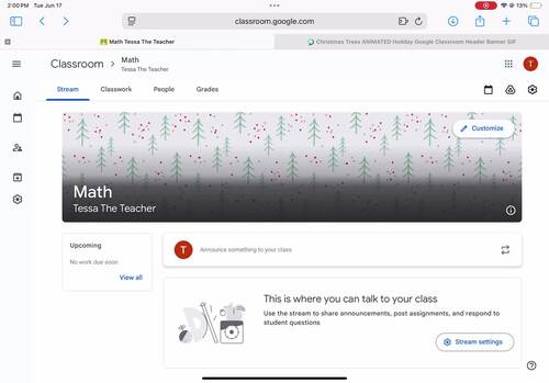 Christmas Trees ANIMATED Holiday Google Classroom Header Banner GIF