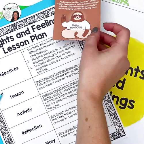 Thoughts & Feelings Coping Lesson Plan with Presentation and Mindful Script