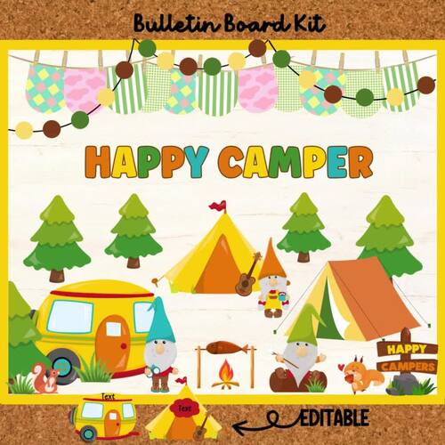 Camping Gnome Bulletin Board Kit - Summer Adventure Classroom Decor