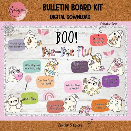 School Nurse Fall & Halloween Bulletin Board | Boo Bye Bye Flu ...