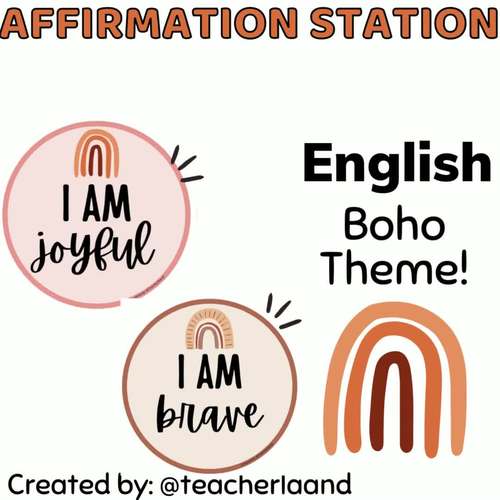 Affirmation Station Boho Theme | Positive Affirmations EDITABLE | TPT