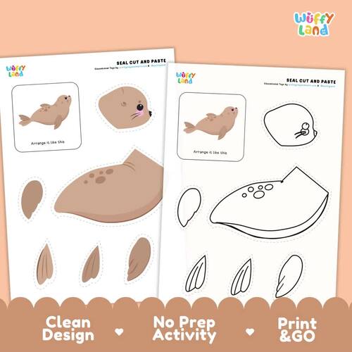 Seal Cut and Paste Activity | Winter Arctic Animal Craft & Coloring Page