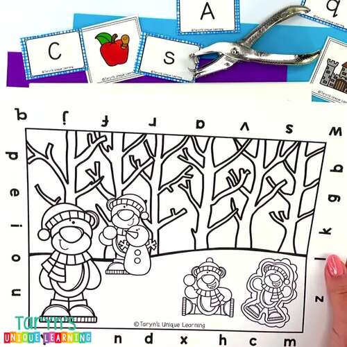 Winter Hole Punch Activities | Letter Identification and Letter Sounds