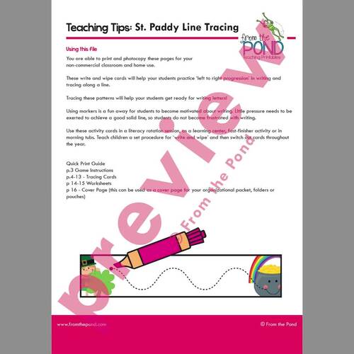 St. Patrick’s Day Prewriting Cards | Fine Motor Tracing Activities