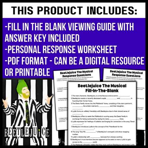 Beetlejuice The Musical: Fill In The Blank Viewing Guide & Response ...
