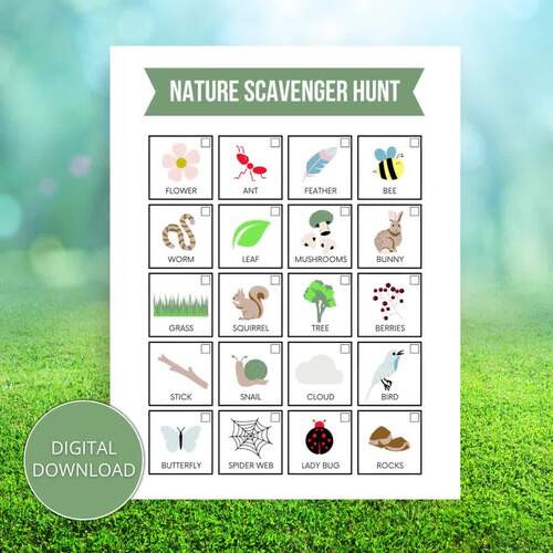 Printable Nature Scavenger Hunt Game Outdoor Scavenger Hunt Camping Theme