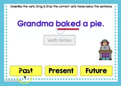 VERB TENSE Past Present Future GRAMMAR Review 2nd 3rd Grade BOOM CARDS ...