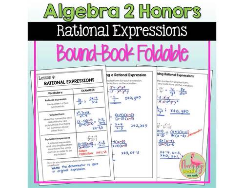 Rational Expressions Foldable (Unit 8) by Flamingo Math by Jean Adams