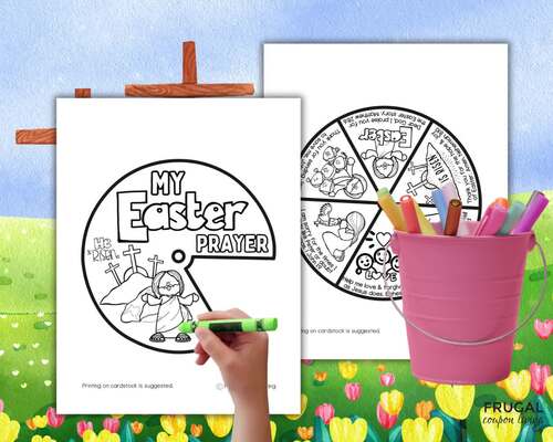 Easter Prayer Coloring Wheel Printable, Christian Easter Activity ...