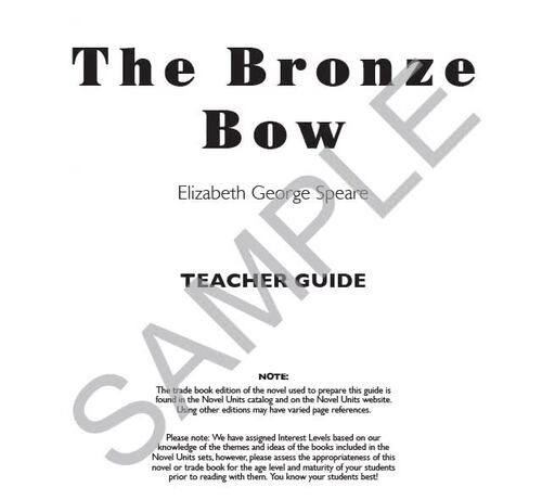 The Bronze Bow Novel Units® Teacher Guide Novel Study | TPT