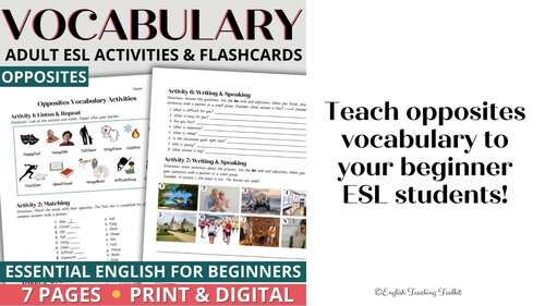 Beginner Adult ESL Vocabulary Activities Worksheets & Flashcards ...