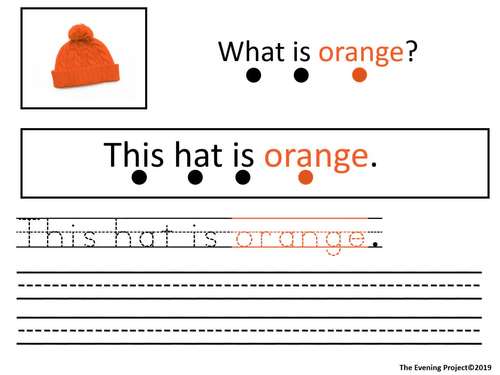 Color orange-emergent reader/writing book for Pre-K, Autism & Sp. Ed ...