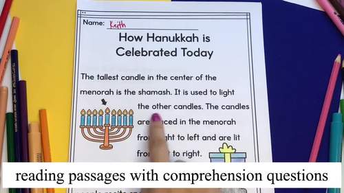 Hanukkah Reading Comprehension Worksheets and Google Slides™ Activity
