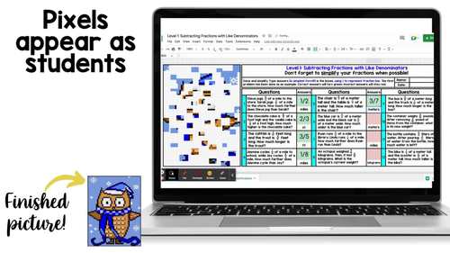 Winter Digital Pixel Art BUNDLE | 6th Grade Math | Google Sheets