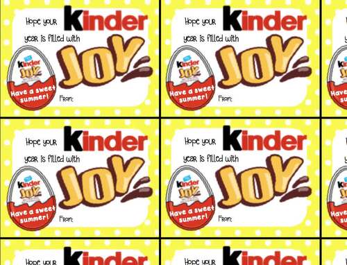 Kinder Joy Egg End of Year Gift Tag for PreK- Hope your Kinder year is ...