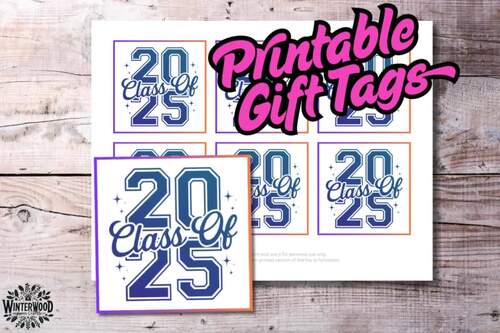 Class of 2025 Printable Graduation Gift Tags – Color Gradient Design