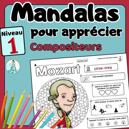 MANDALAS pour APPRÉCIER: COMPOSITEURS de musique célèbres - Niveau 1