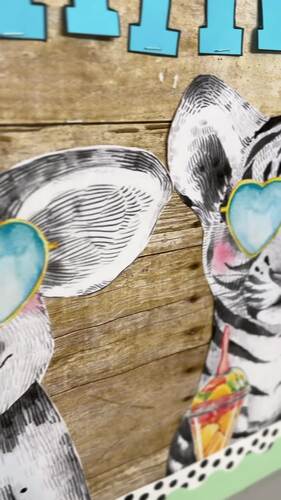 Summer Bulletin Board - Hipster Animals - Zoo Animals - End of Year Board