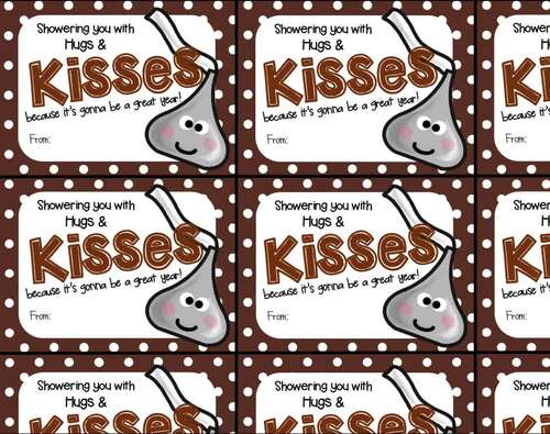 Cute Hershey Kisses Beginning of Year (BOY) Gift Tag- Showering you ...