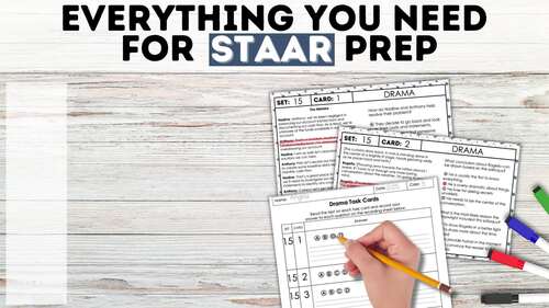 STAAR Drama Passages English I II STAAR Review Task Cards High School ...