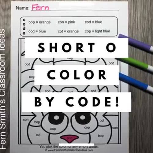Short o CVC Words Color By Code Short o Vowels by Fern Smith's ...