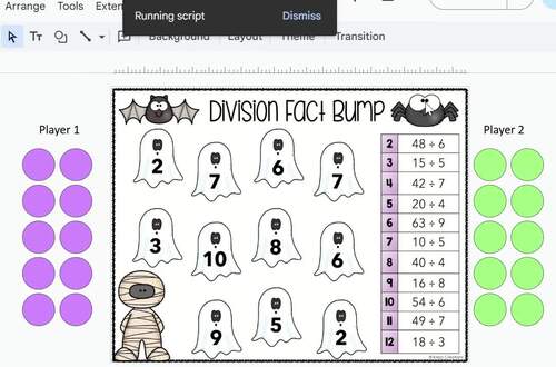 Halloween Division Facts Digital and Printable Bump Game - 3rd and 4th ...